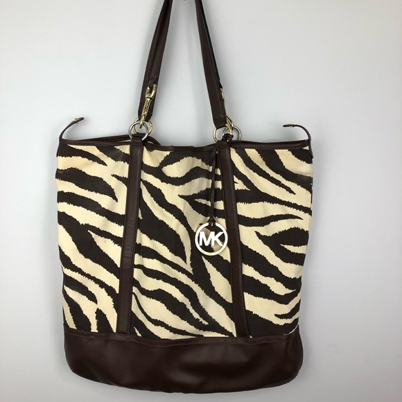 Michael Kors | Bags | Vintage Michael Kors Zebra Print Canvas Purse ...